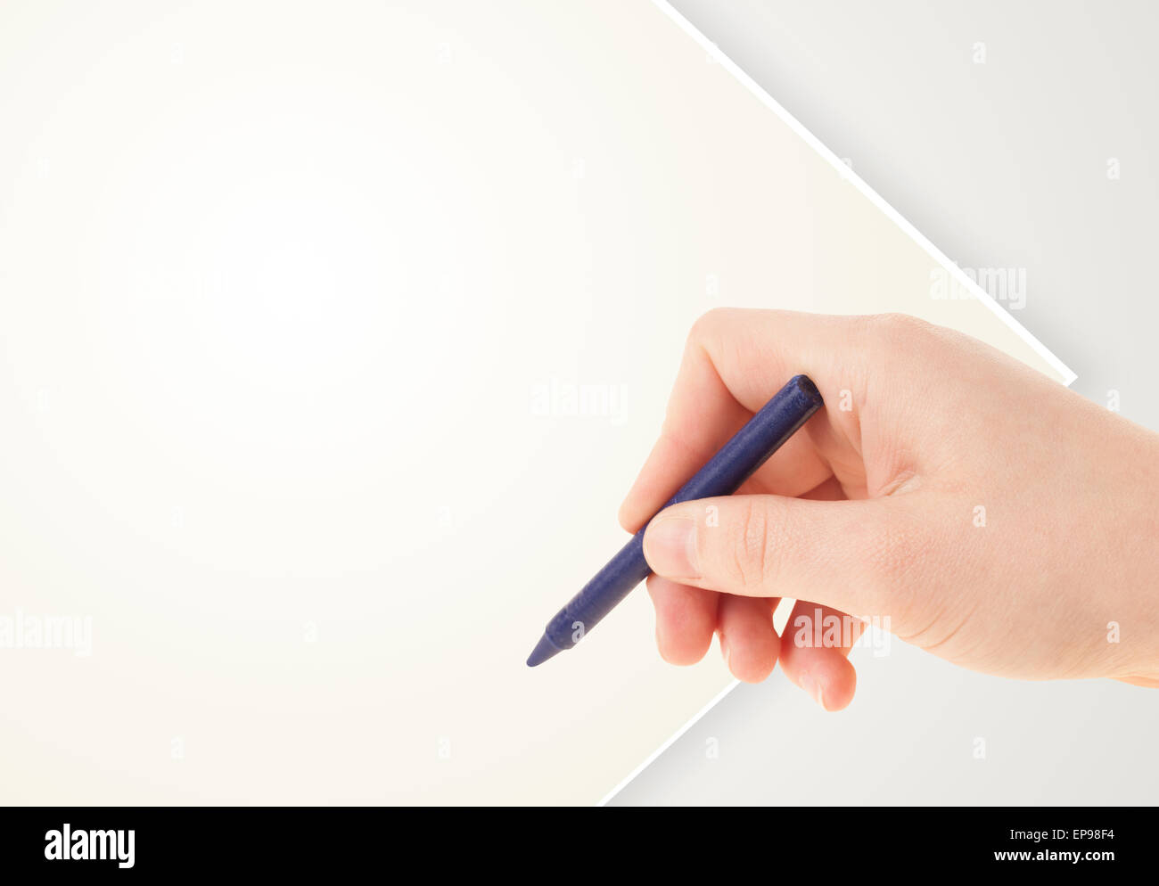 Child drawing with colorful crayon on empty blank paper Stock Photo - Alamy