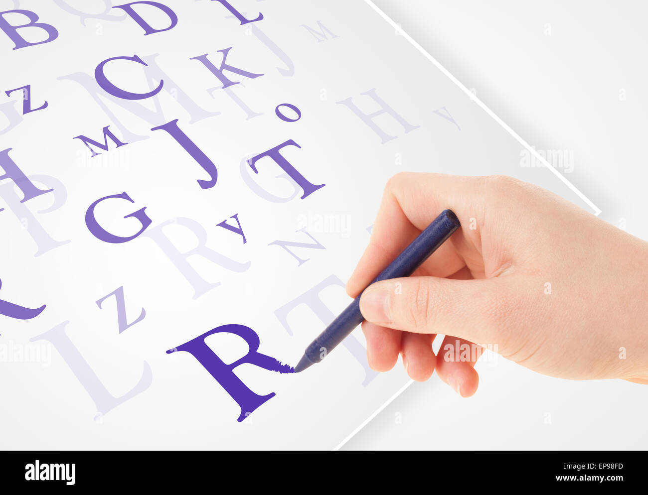 Hand writing various letters on white plain paper Stock Photo - Alamy