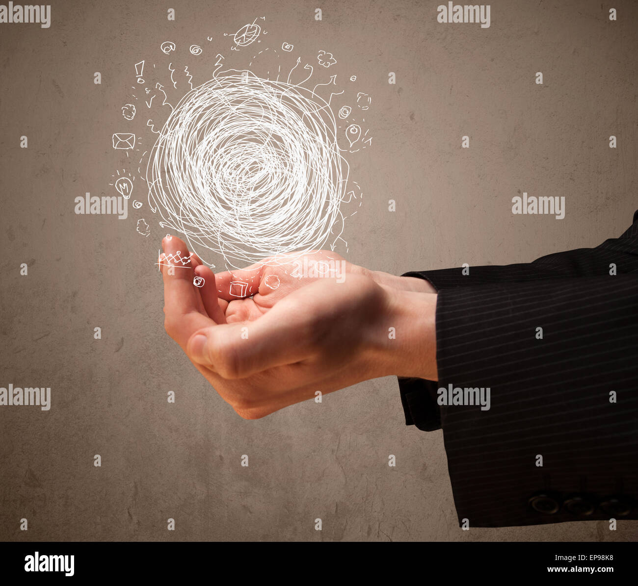 Chaos concept in the hand of a businessman Stock Photo - Alamy