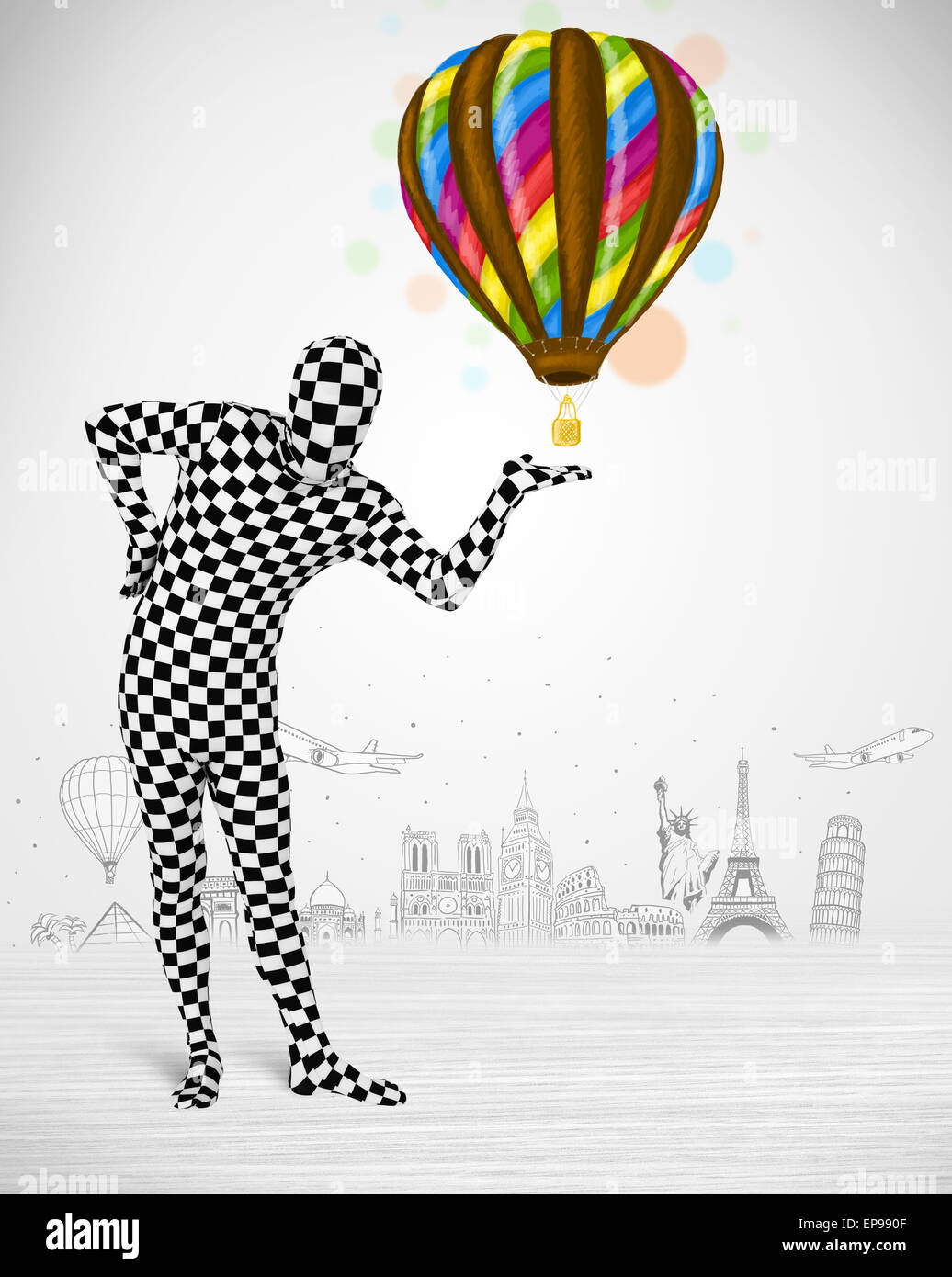 man in full body suit holding balloon Stock Photo - Alamy