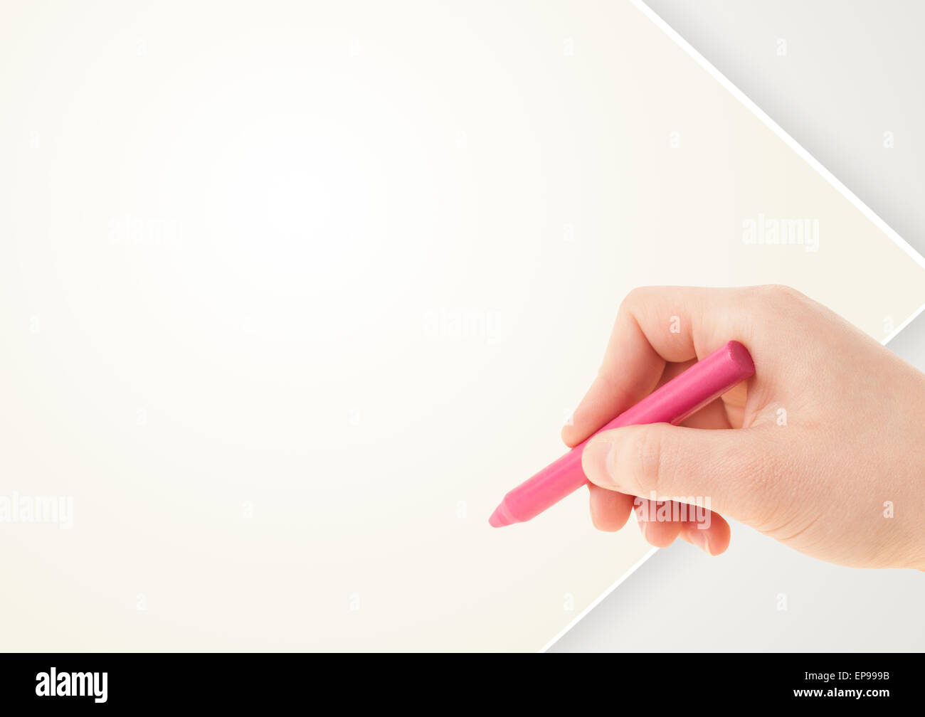 Child drawing with colorful crayon on empty blank paper Stock Photo - Alamy