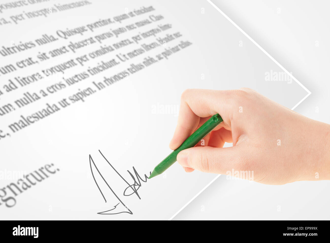 Hand writing personal signature on a paper form Stock Photo - Alamy