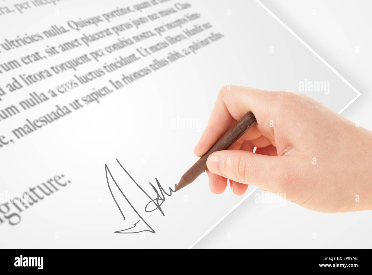Hand writing personal signature on a paper form Stock Photo - Alamy
