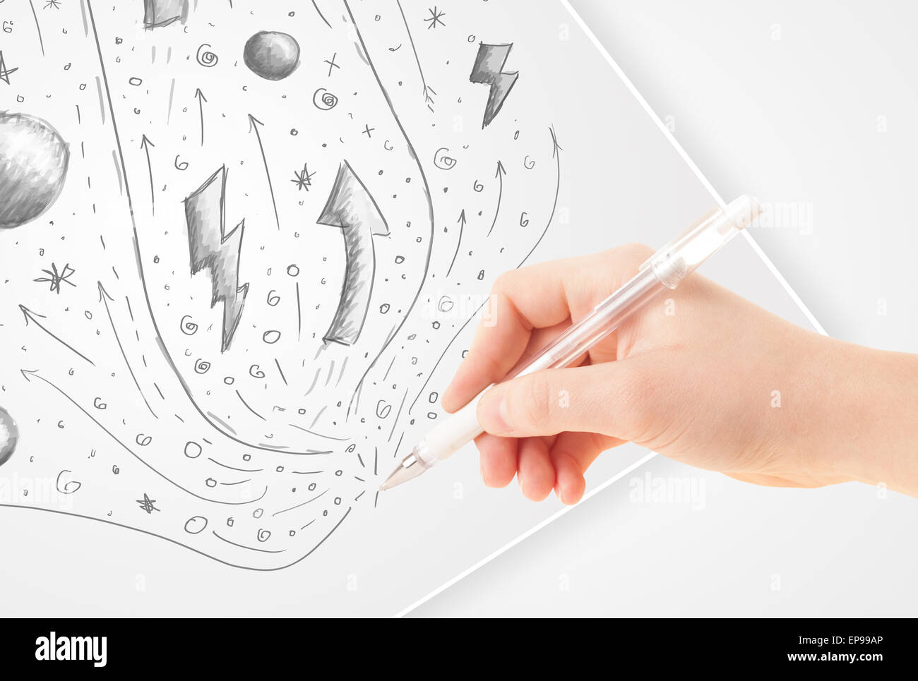 Hand drawing abstract sketches and doodles on paper Stock Photo - Alamy