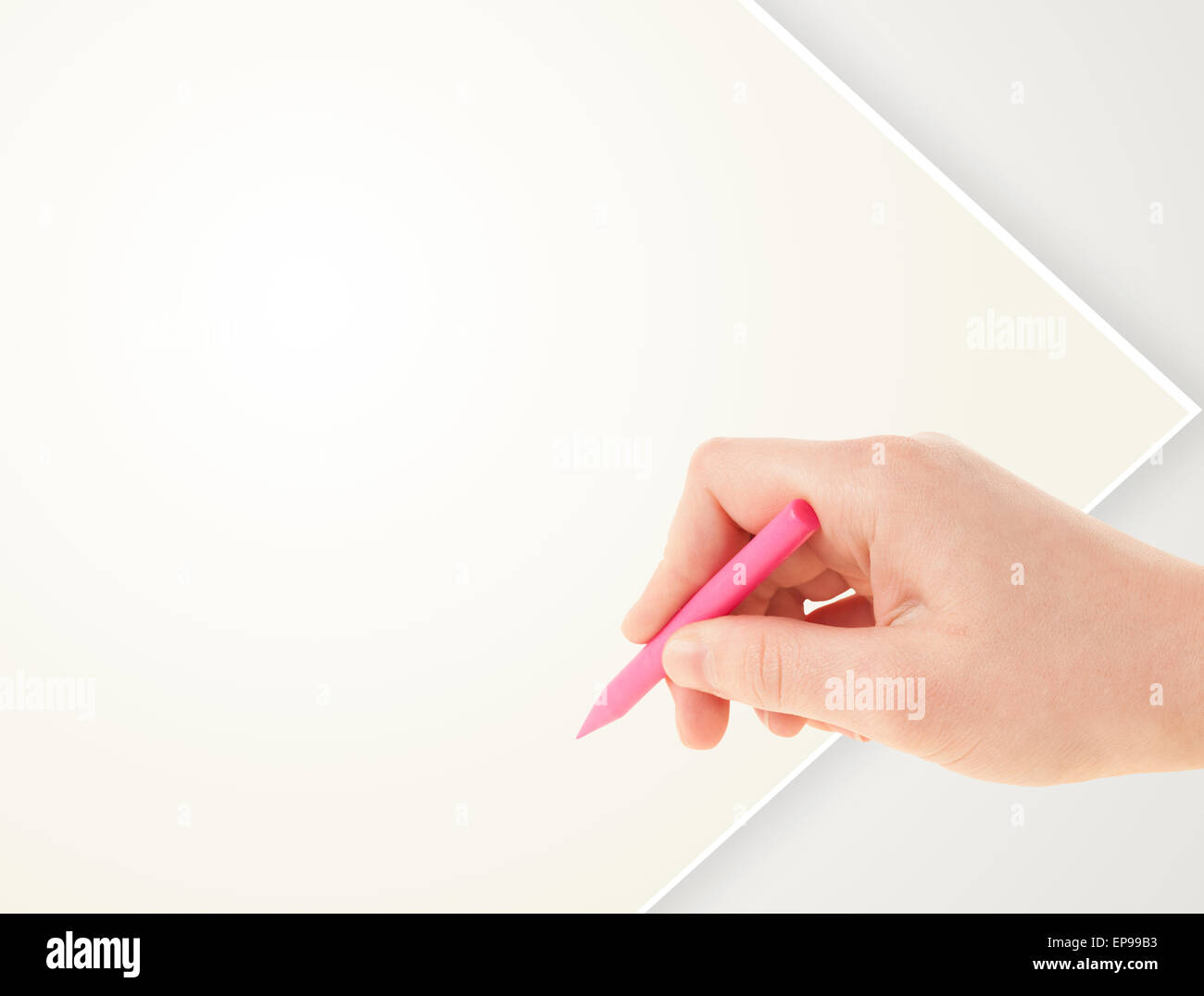 Child drawing with colorful crayon on empty blank paper Stock Photo - Alamy