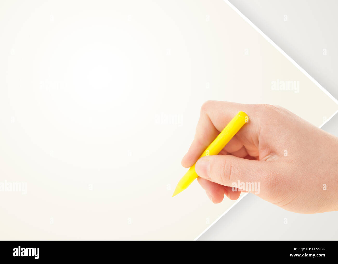 Child drawing with colorful crayon on empty blank paper Stock Photo - Alamy