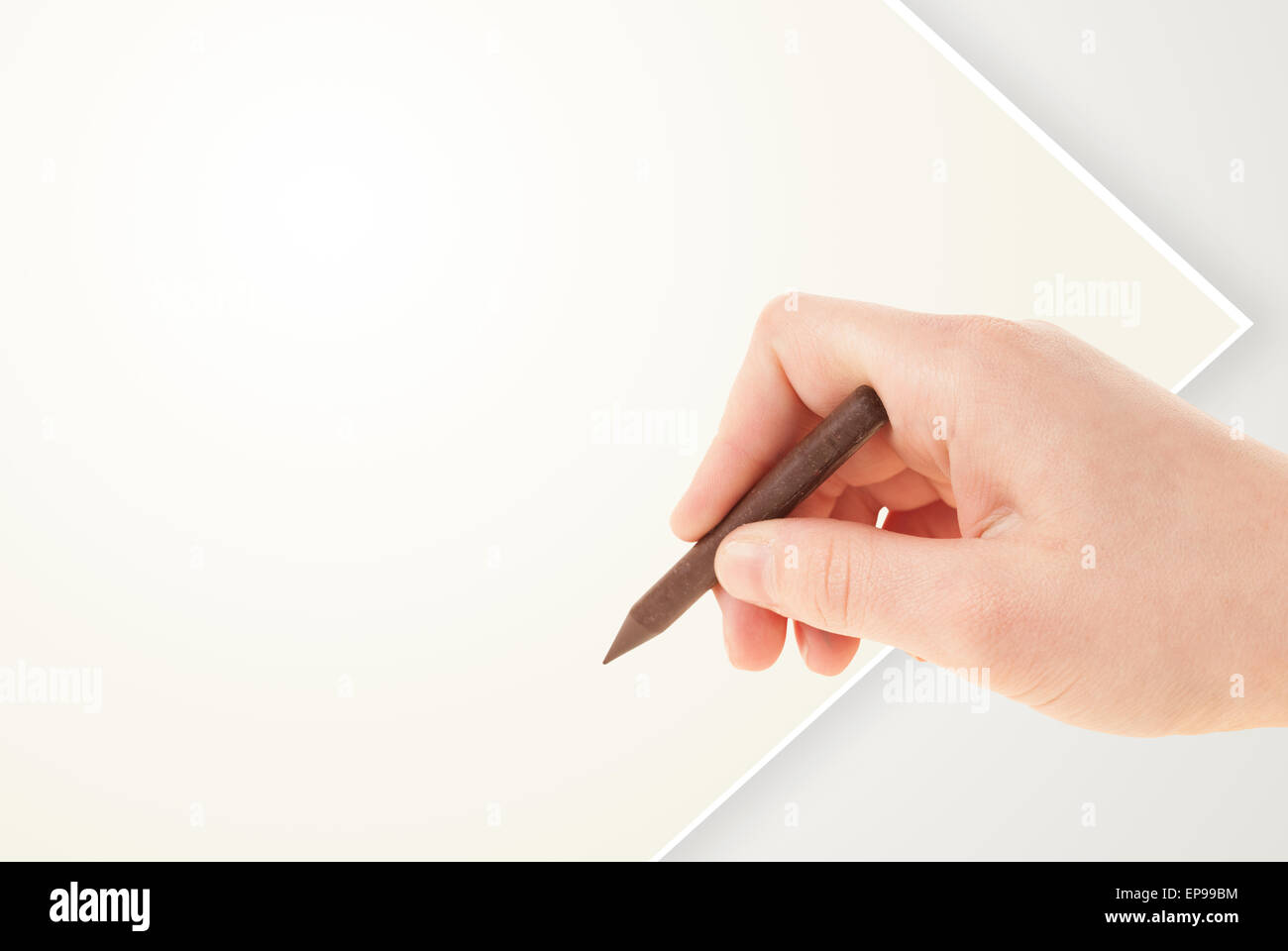 Child drawing with colorful crayon on empty blank paper Stock Photo - Alamy
