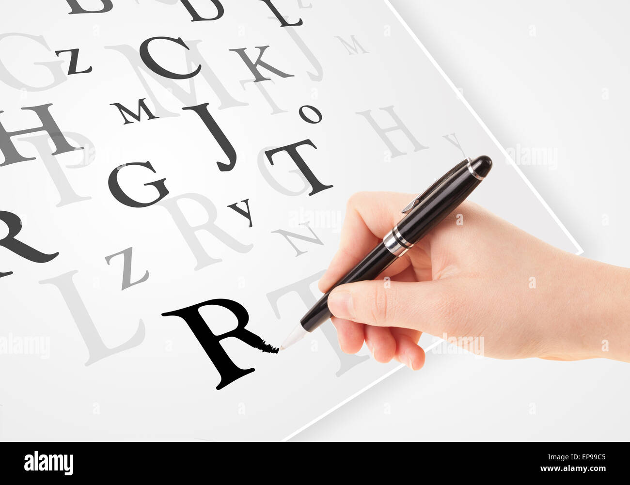 Hand writing various letters on white plain paper Stock Photo - Alamy