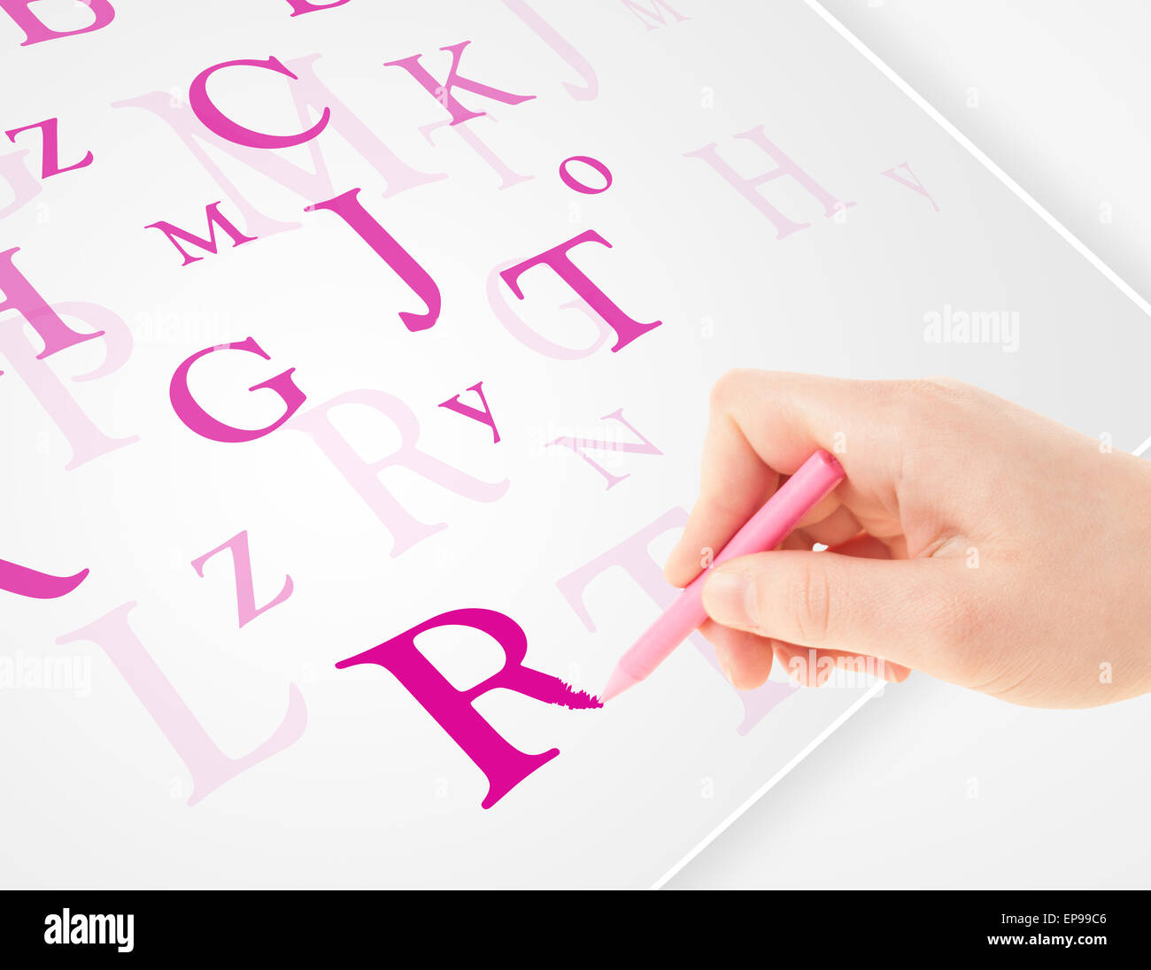 Hand writing various letters on white plain paper Stock Photo - Alamy