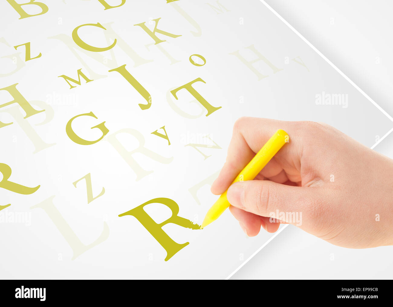 Hand writing various letters on white plain paper Stock Photo - Alamy