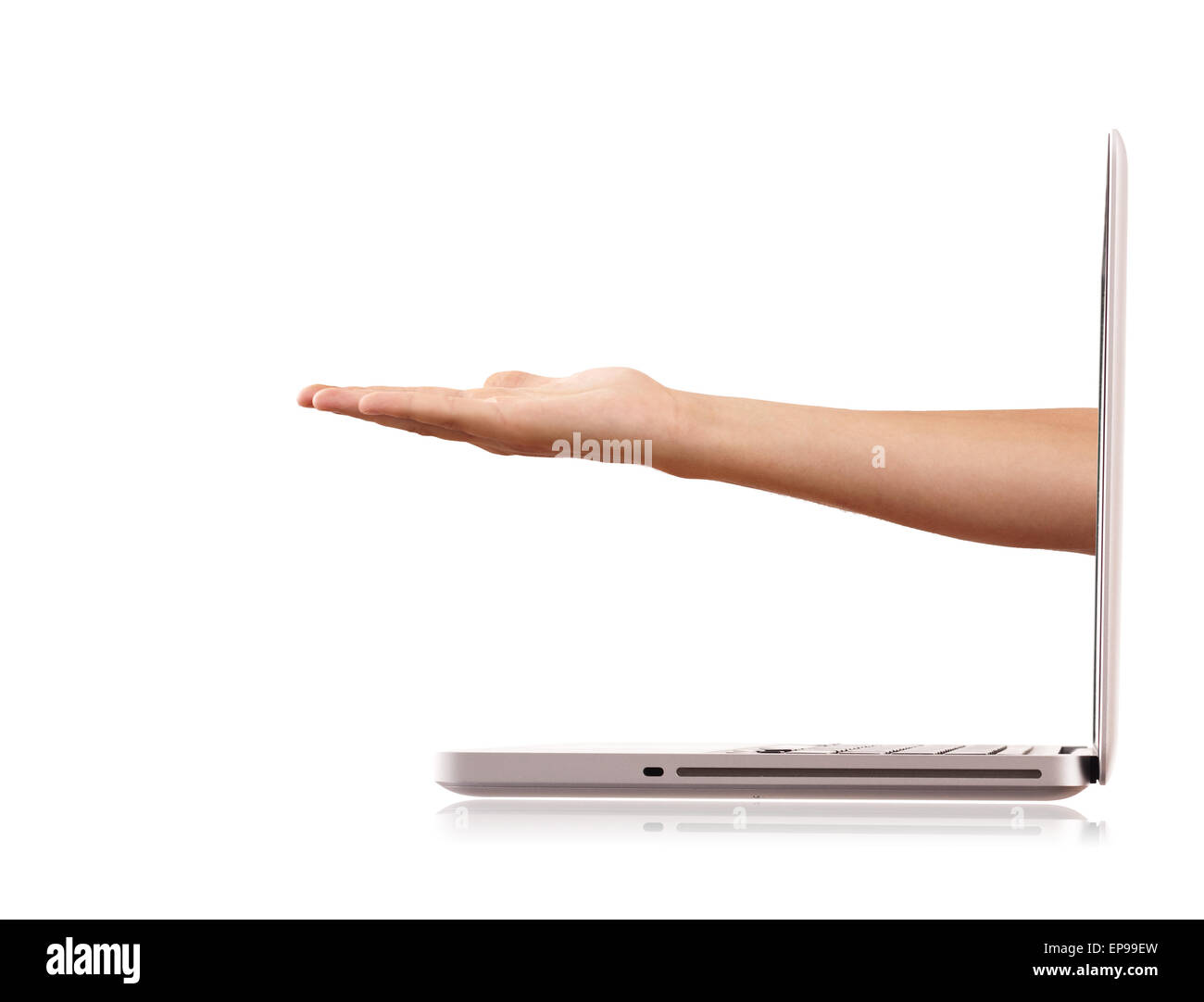 Hand come out from a screen of a laptop computer Stock Photo - Alamy