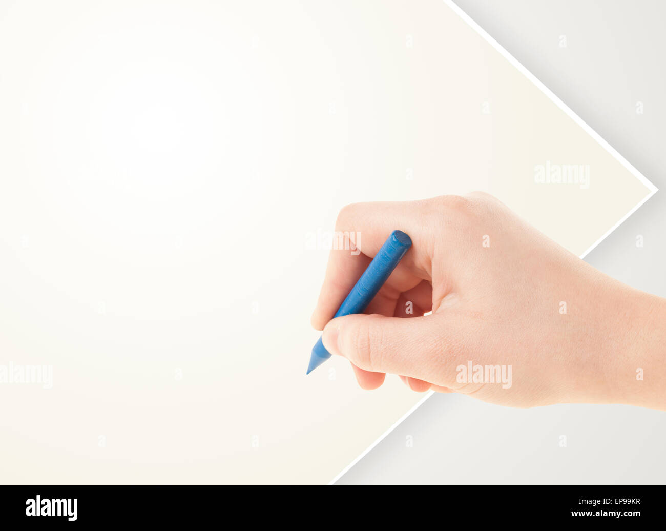 Child drawing with colorful crayon on empty blank paper Stock Photo - Alamy