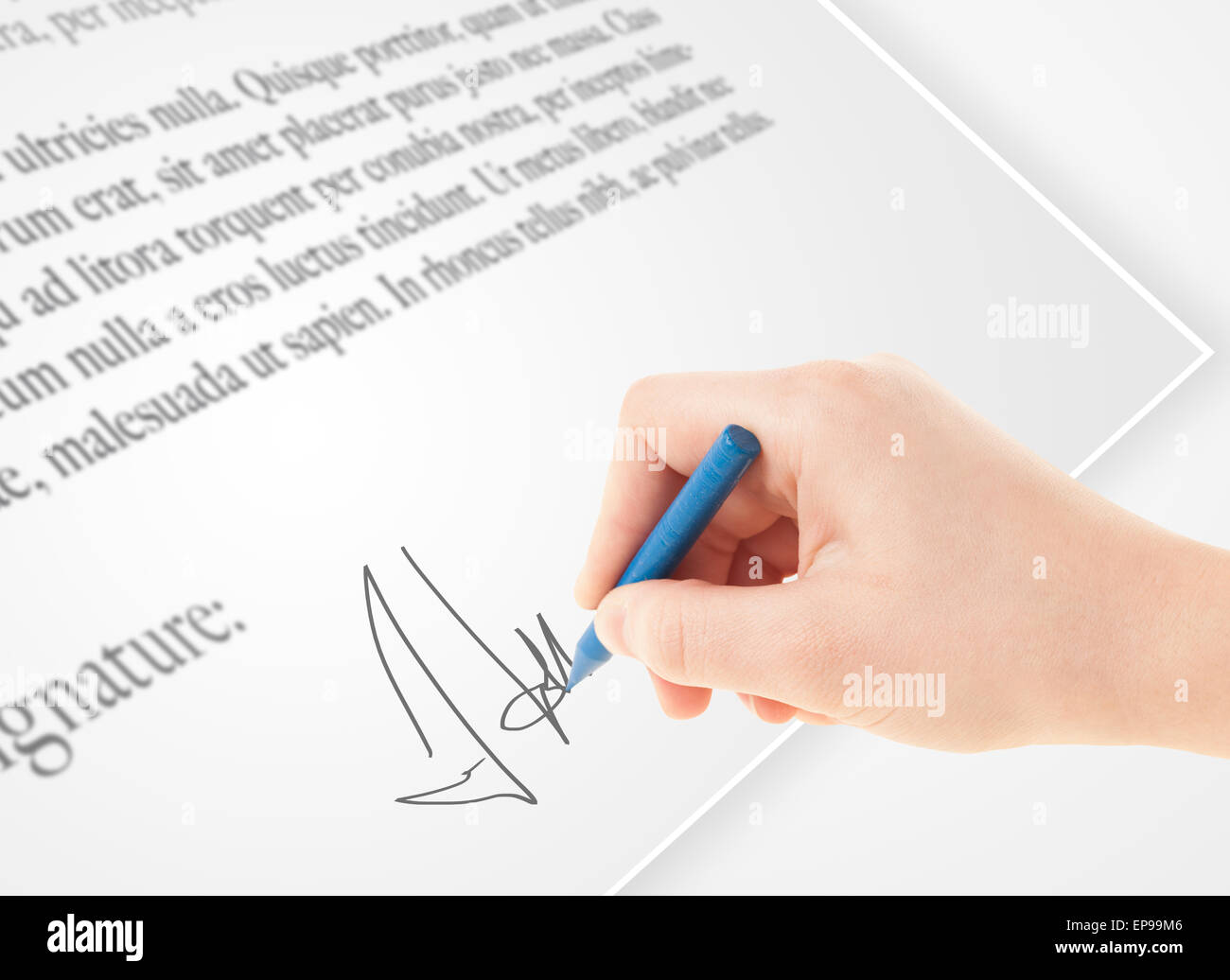 Hand writing personal signature on a paper form Stock Photo - Alamy