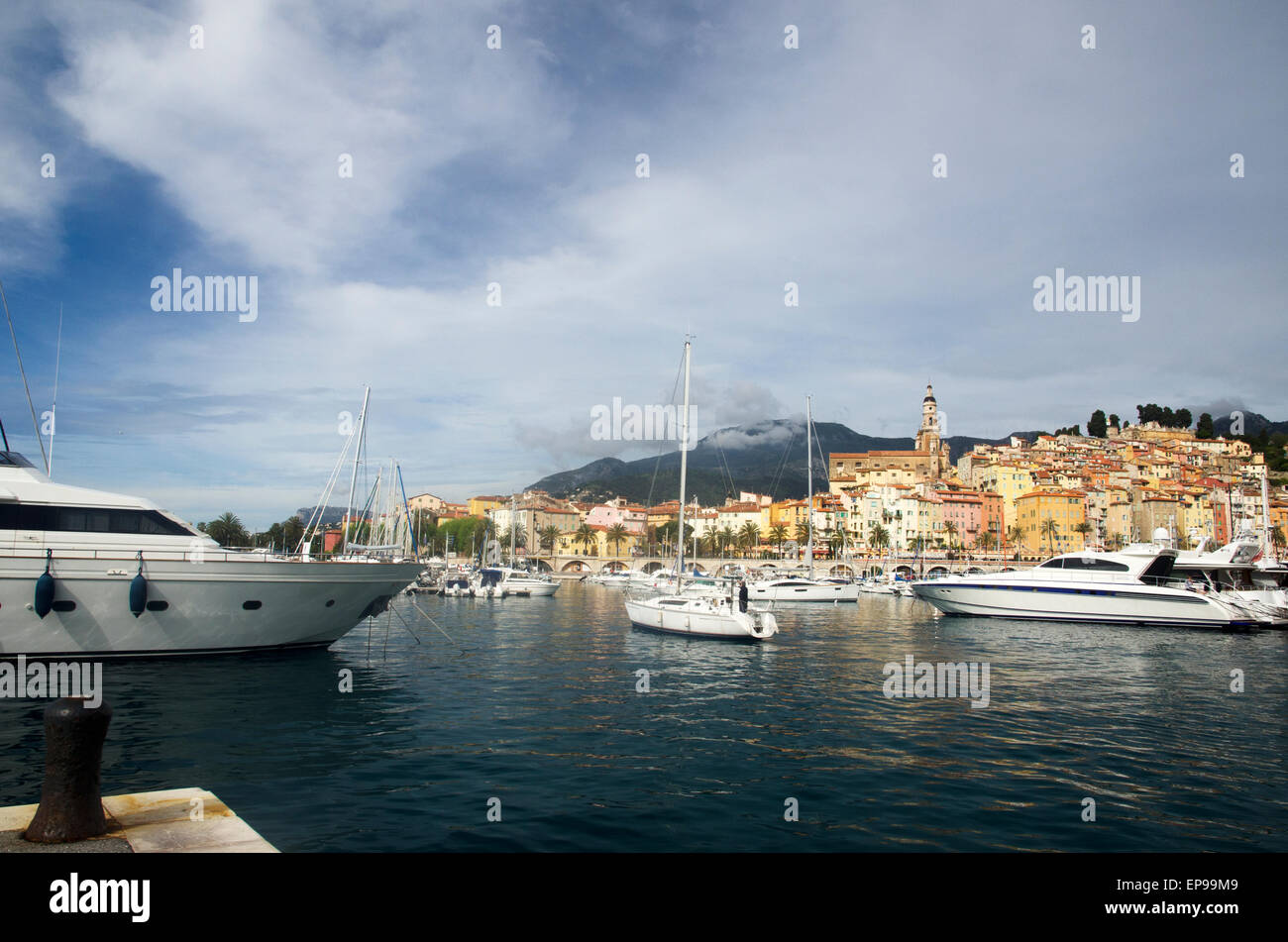 Menton harbor and the old town, Cote d'Azur, France Stock Photo - Alamy