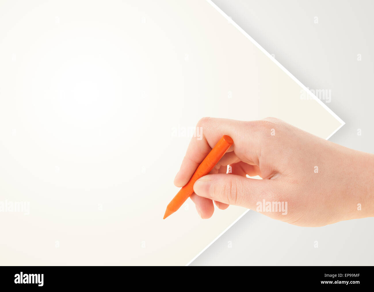 Child drawing with colorful crayon on empty blank paper Stock Photo - Alamy