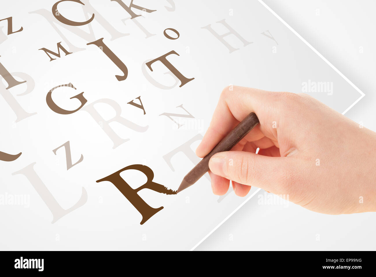 Hand writing various letters on white plain paper Stock Photo - Alamy