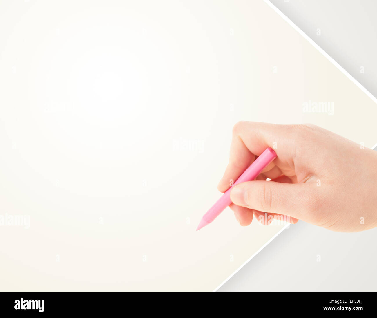 Child drawing with colorful crayon on empty blank paper Stock Photo - Alamy