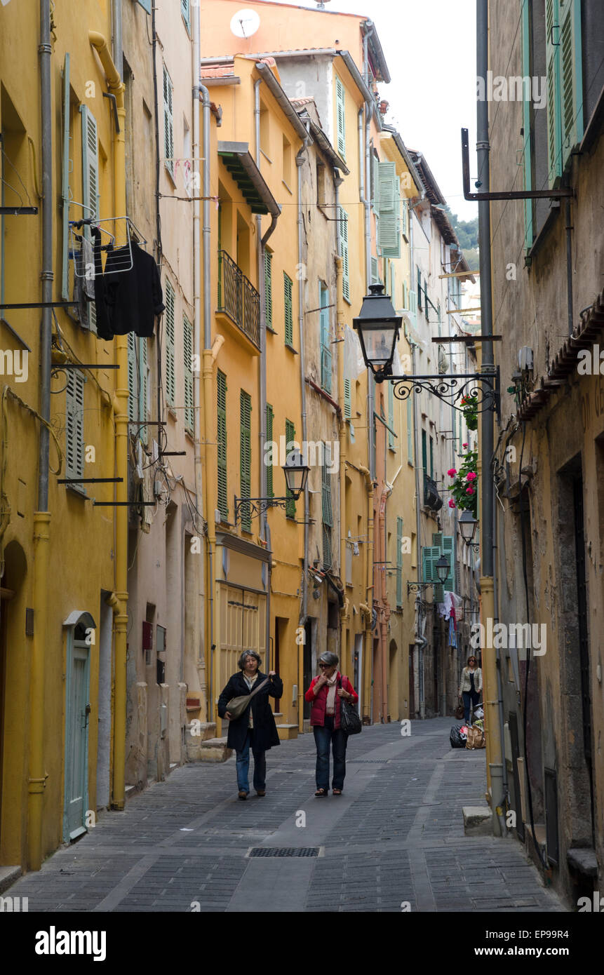 Street scene, Menton old town, Cote d'Azur, France Stock Photo - Alamy