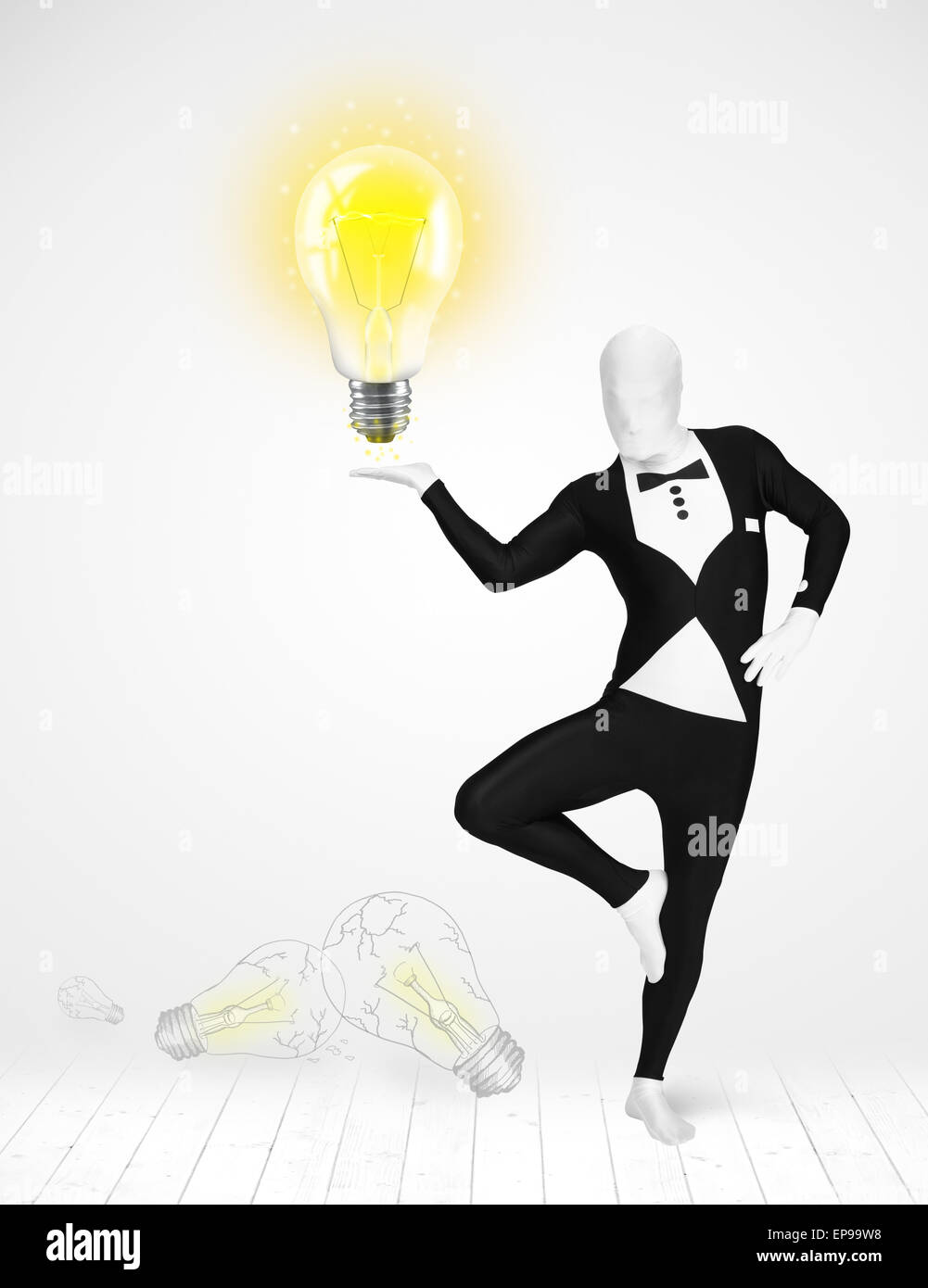 Man in full body with glowing light bulb Stock Photo - Alamy