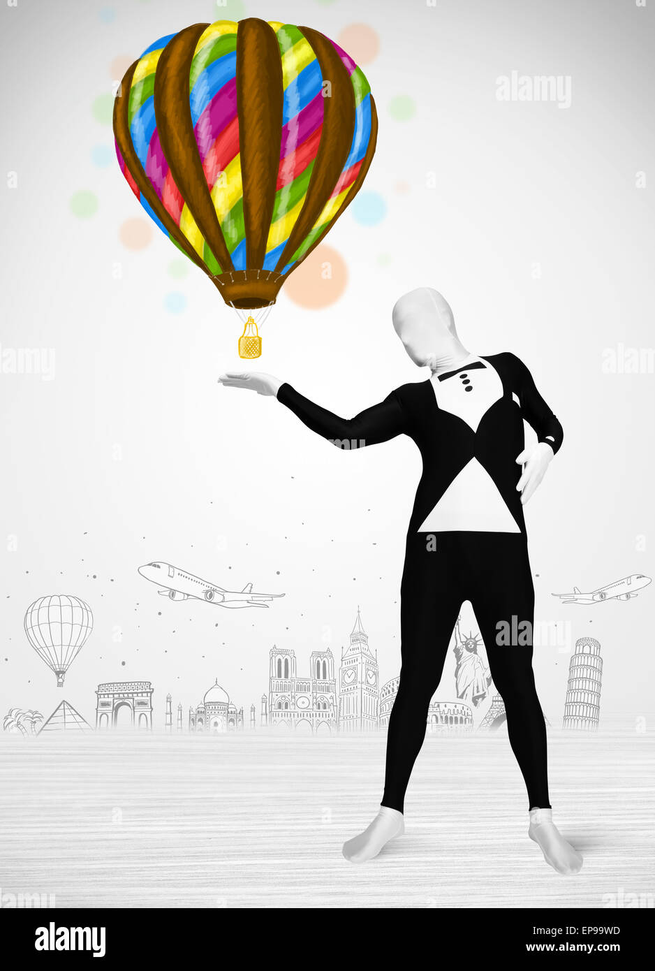 man in full body suit holding balloon Stock Photo - Alamy