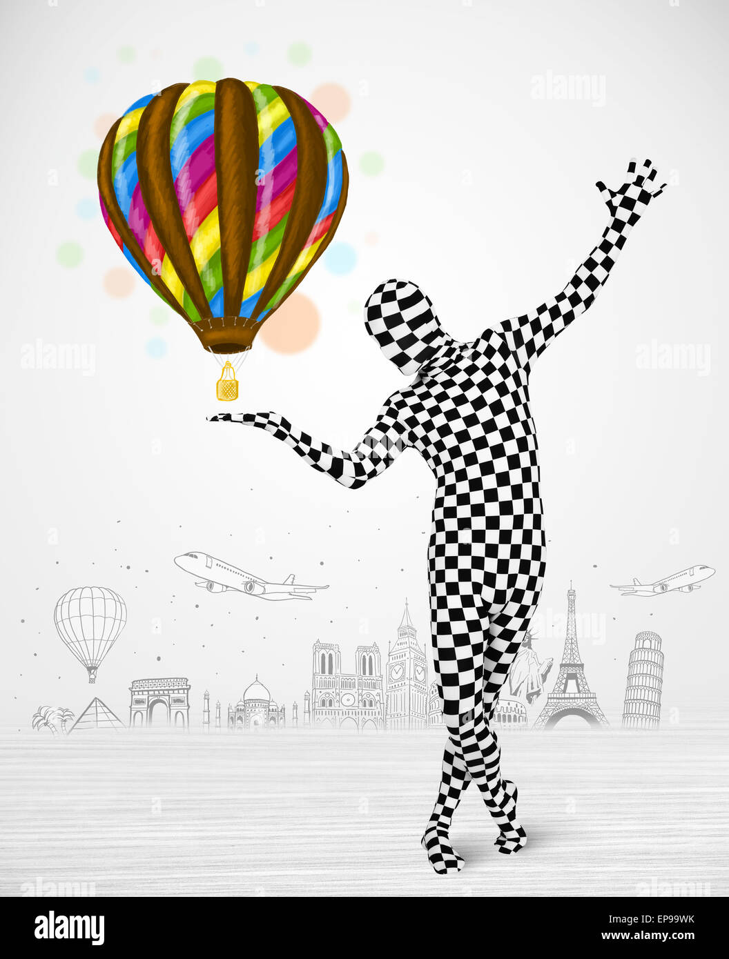 man in full body suit holding balloon Stock Photo - Alamy