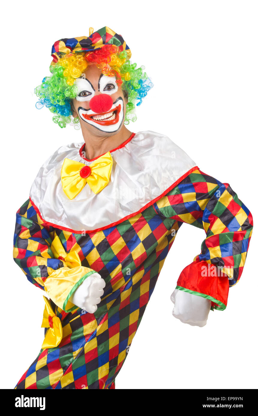 Funny clown isolated on white Stock Photo - Alamy