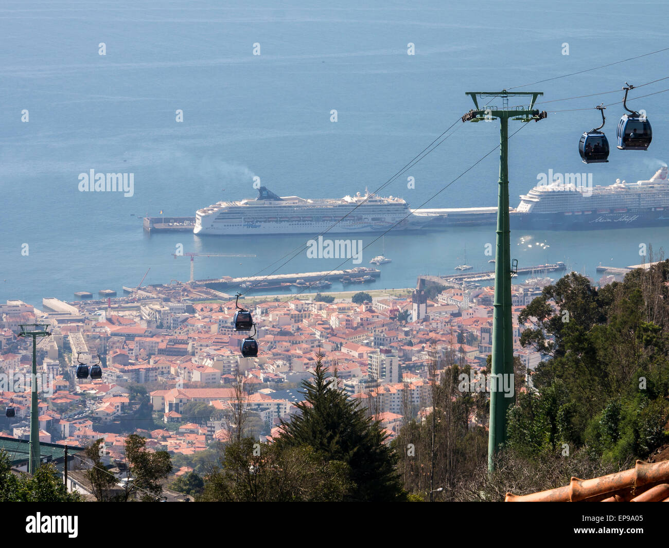 The view from Monte looking at the Cable Cars, Funchal, Madeira ...