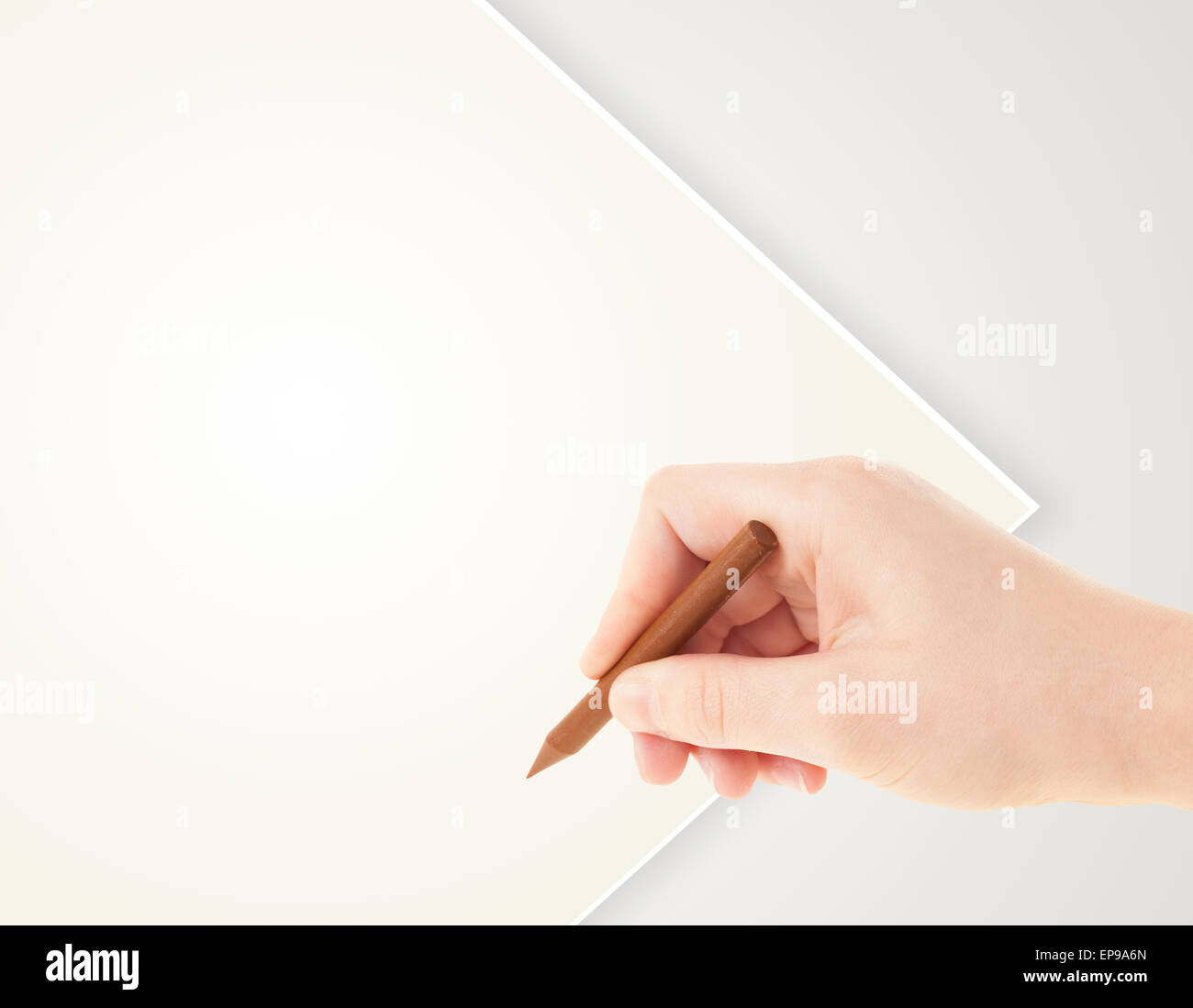 Child drawing with colorful crayon on empty blank paper Stock Photo - Alamy