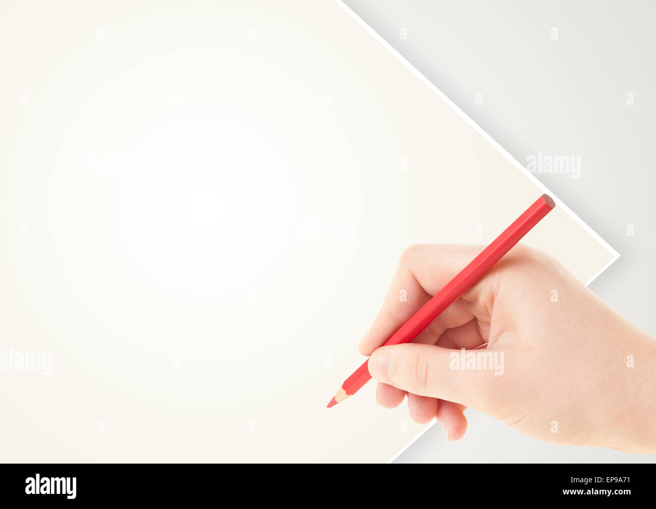 Human hand drawing with pencil on empty paper template Stock Photo - Alamy