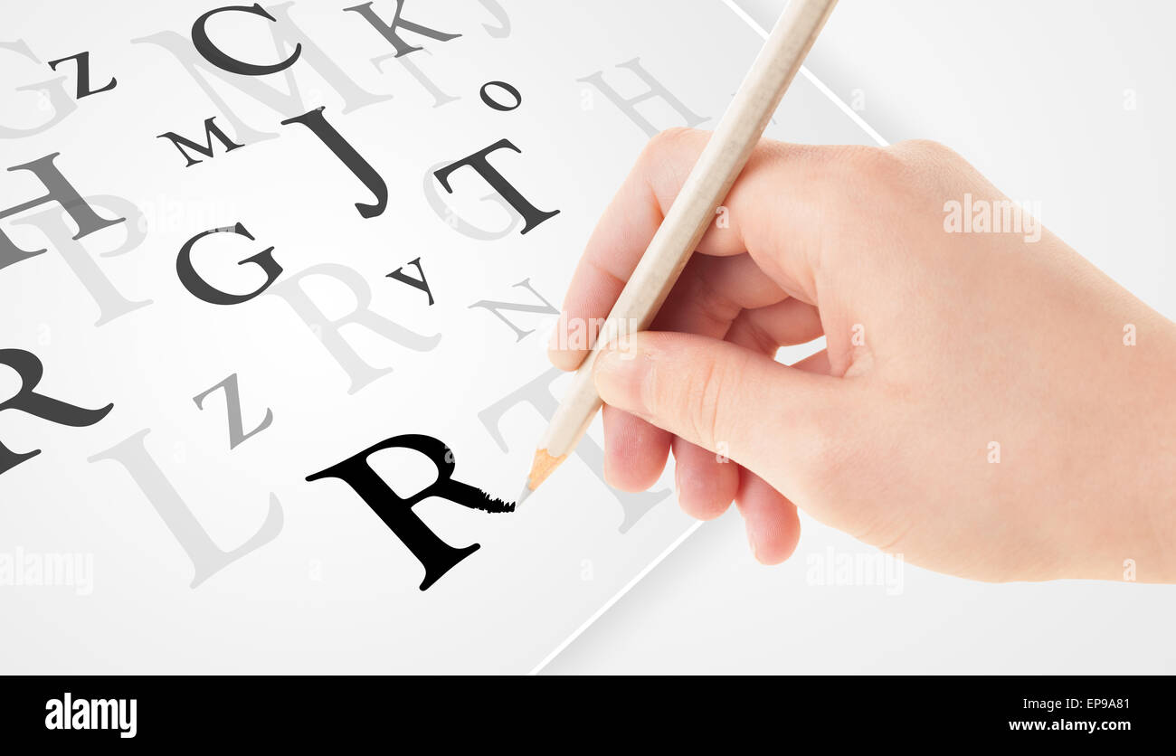 Hand writing various letters on white plain paper Stock Photo - Alamy