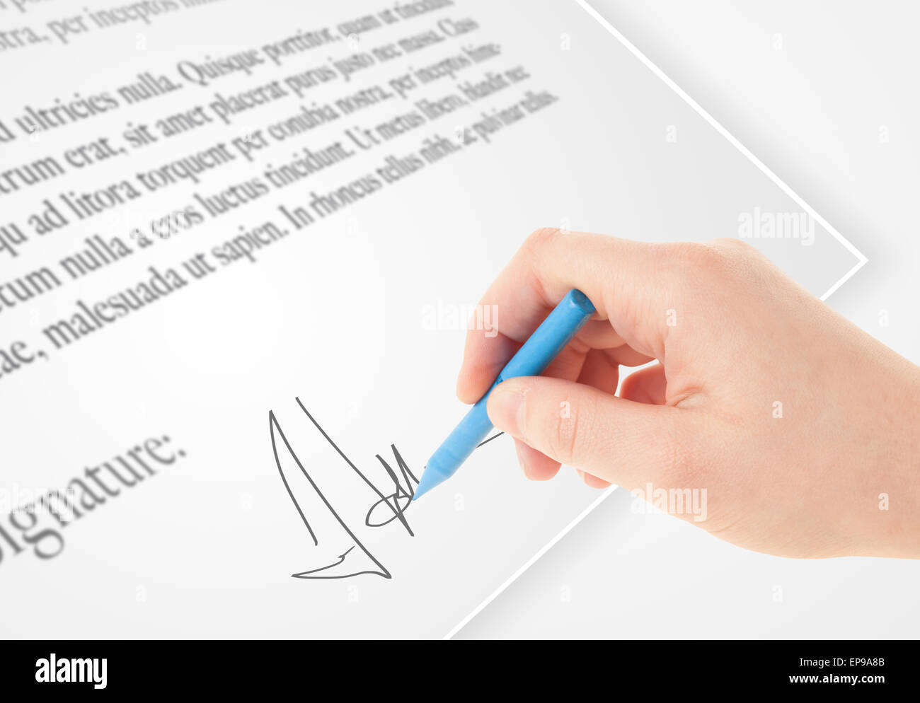 Hand writing personal signature on a paper form Stock Photo - Alamy