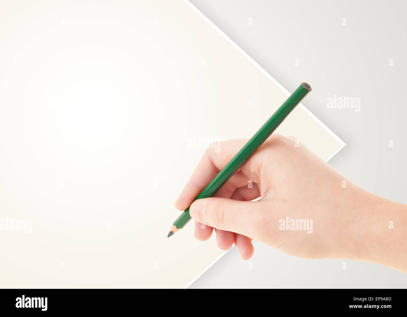 Human hand drawing with pencil on empty paper template Stock Photo - Alamy