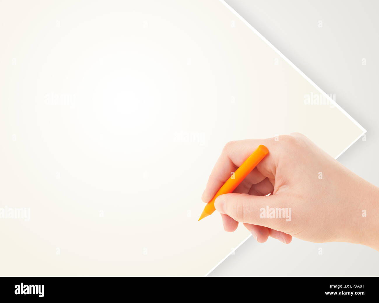 Child drawing with colorful crayon on empty blank paper Stock Photo - Alamy