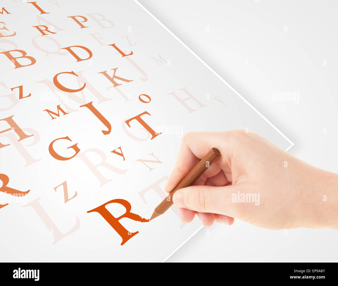 Hand writing various letters on white plain paper Stock Photo - Alamy