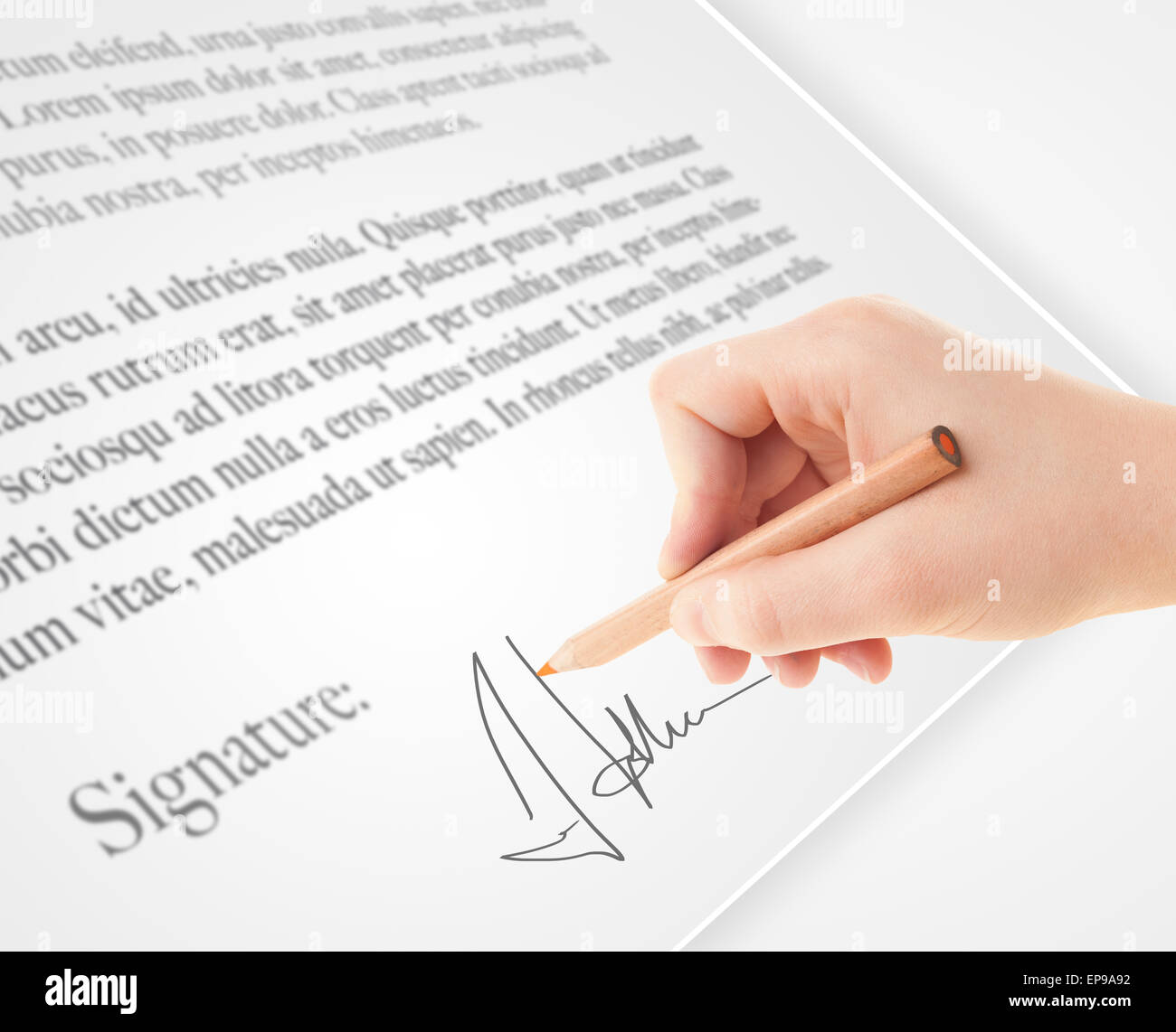 Hand writing personal signature on a paper form Stock Photo - Alamy