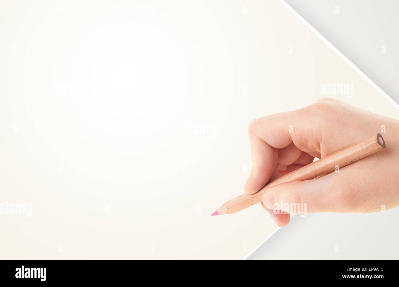 Human hand drawing with pencil on empty paper template Stock Photo - Alamy