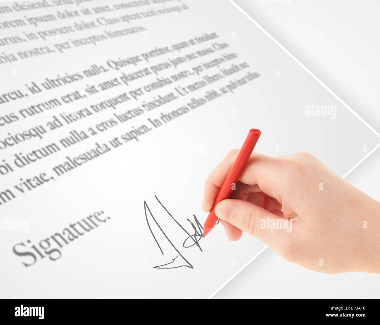 Hand writing personal signature on a paper form Stock Photo - Alamy