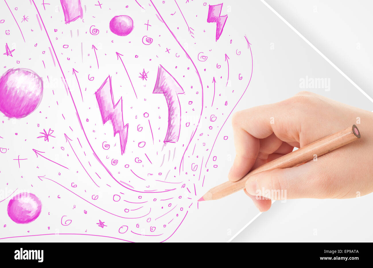 Hand drawing abstract sketches and doodles on paper Stock Photo - Alamy