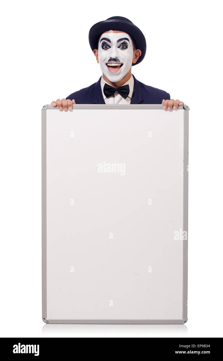 Funny man with blank board Stock Photo - Alamy
