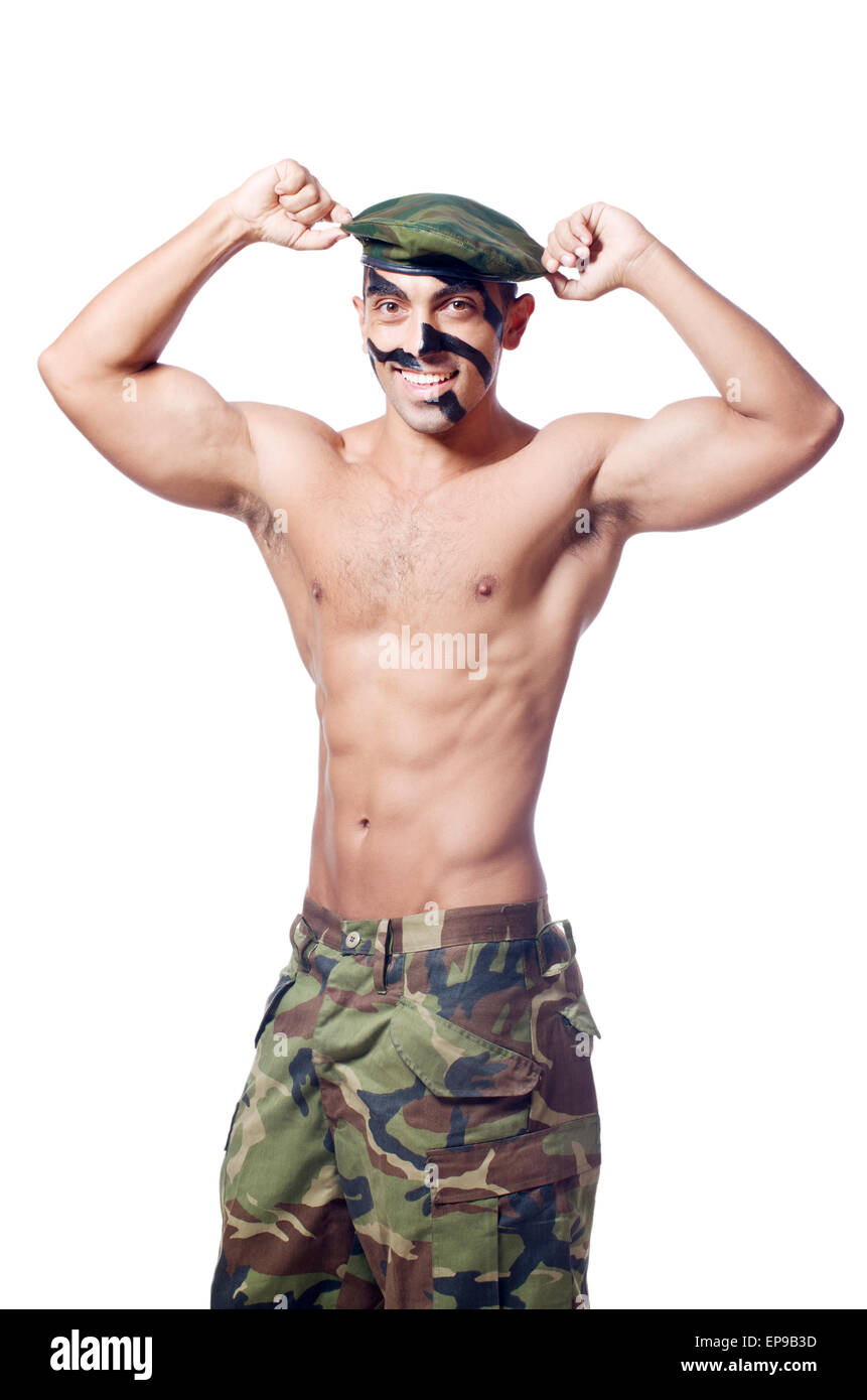 Soldier isolated on the white background Stock Photo - Alamy