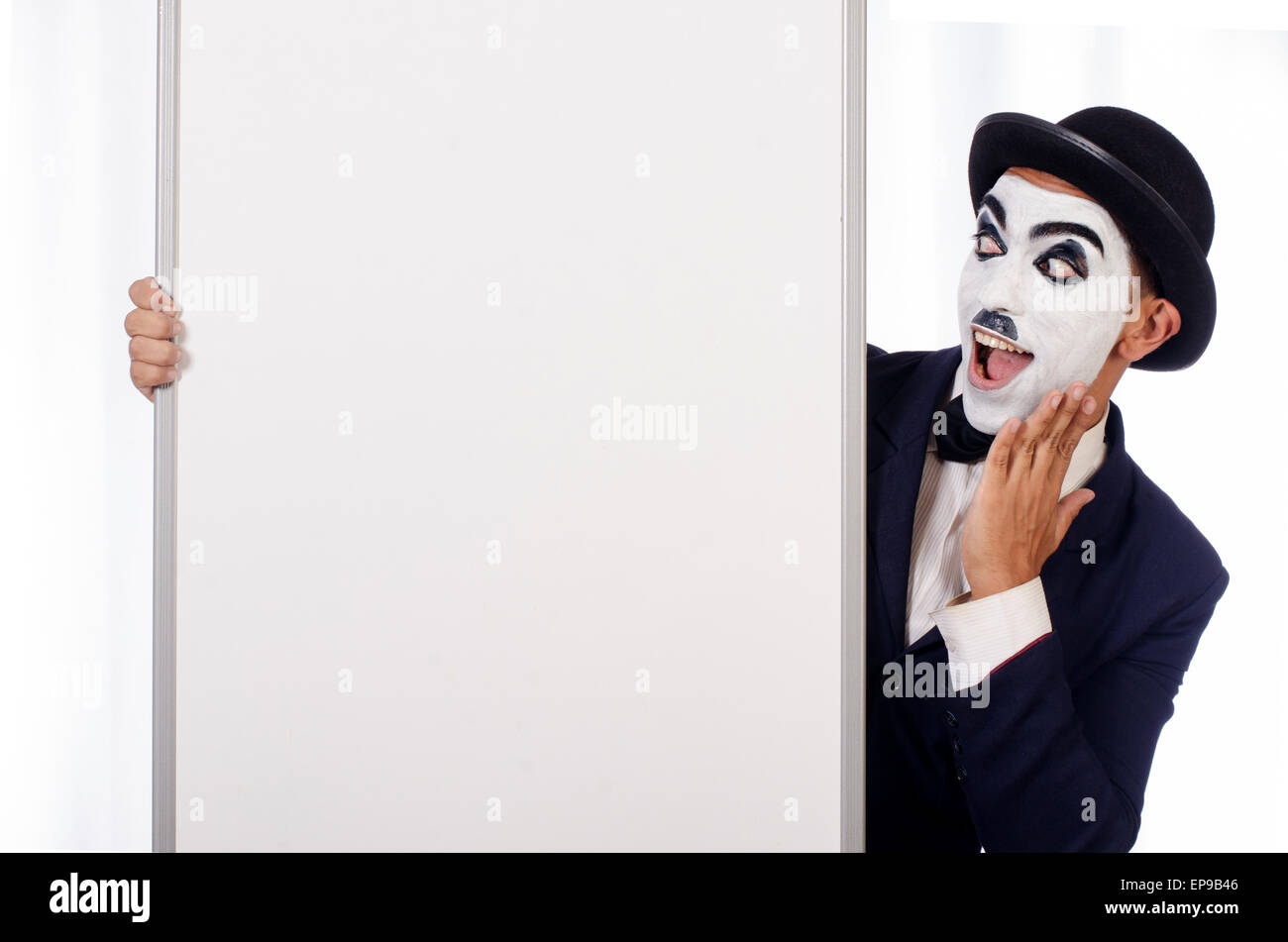 Funny man with blank board Stock Photo - Alamy