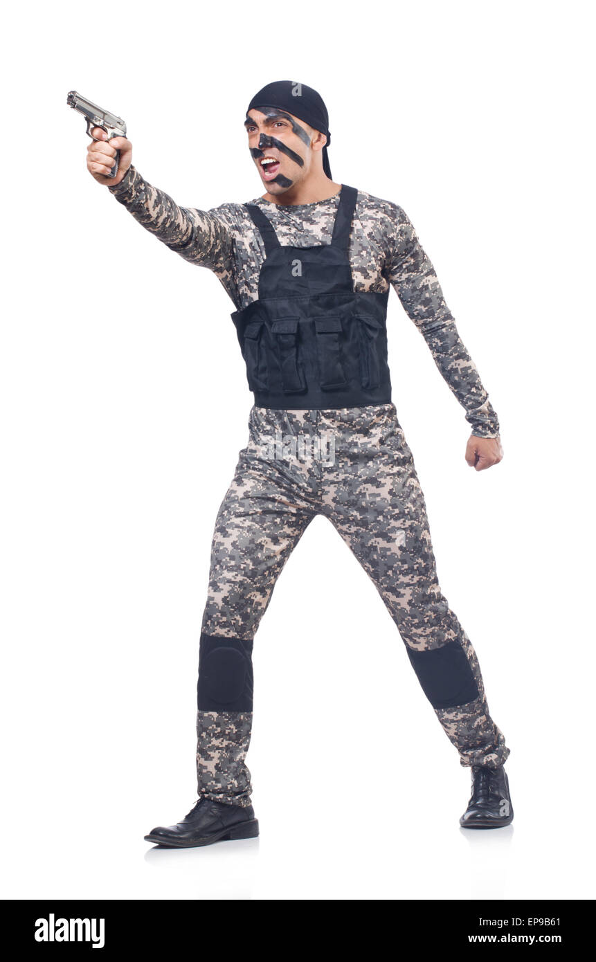 Soldier isolated on the white background Stock Photo - Alamy