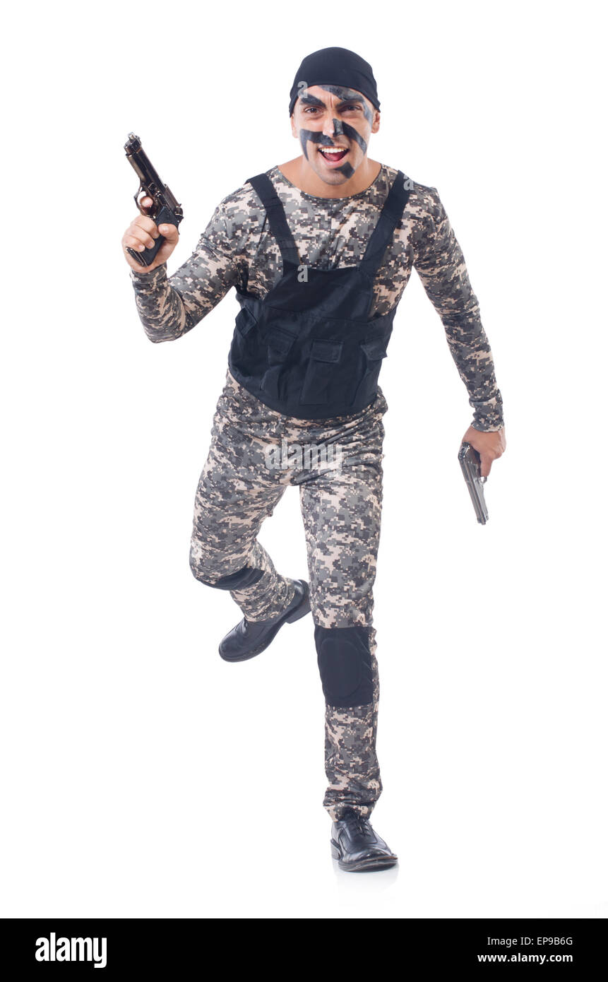Soldier isolated on the white background Stock Photo - Alamy