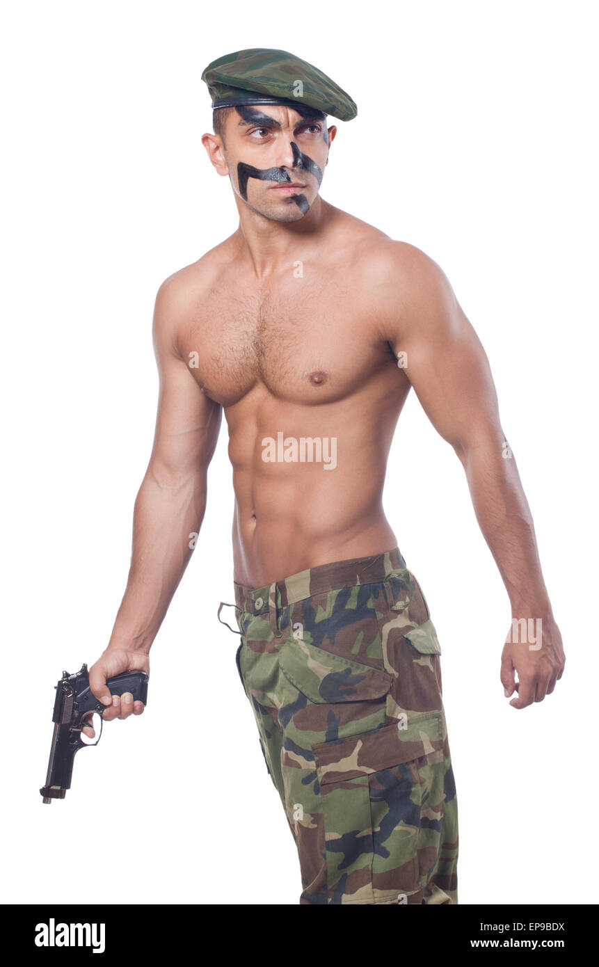 Soldier isolated on the white background Stock Photo - Alamy