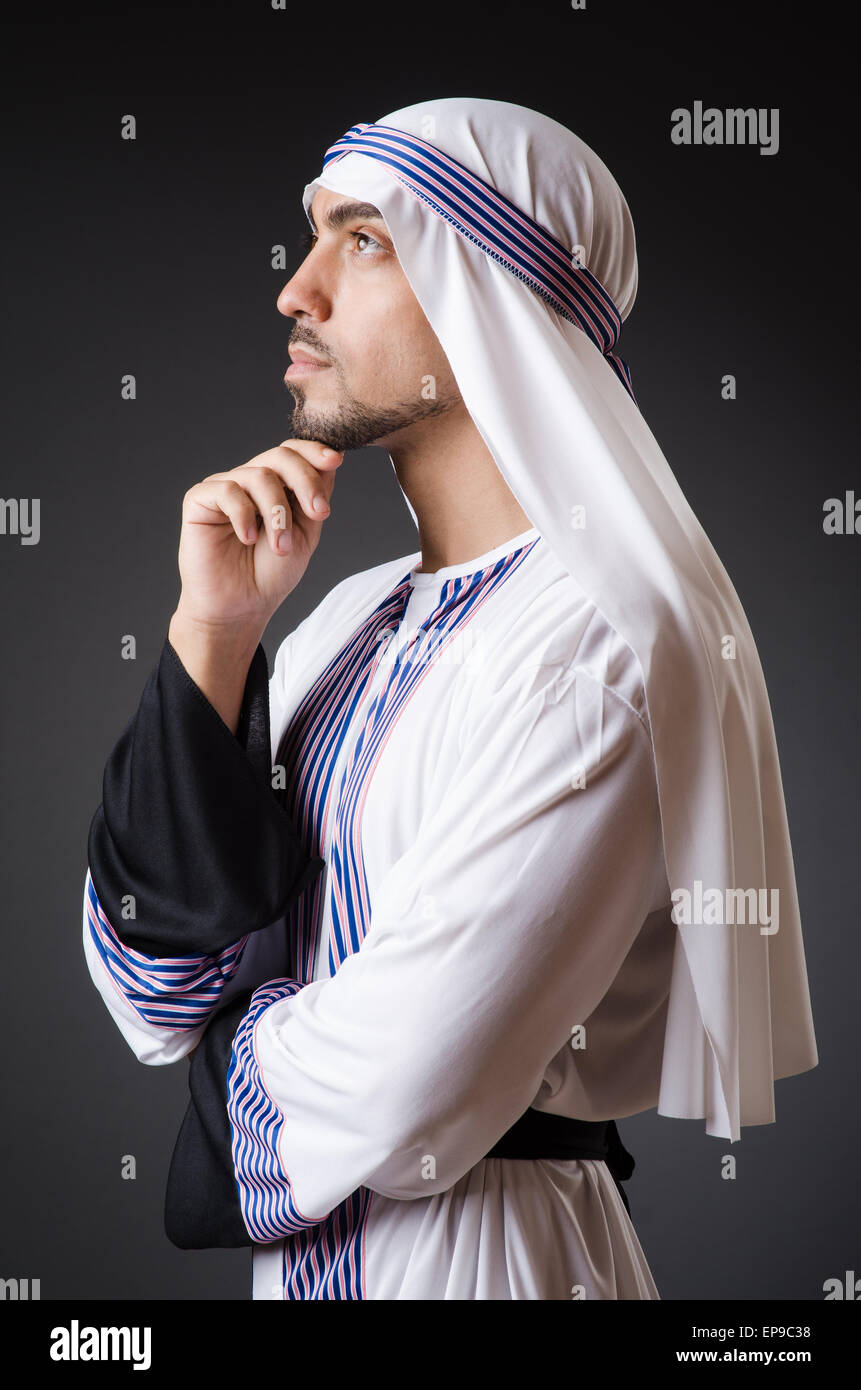 Arab man in deep thinking mode Stock Photo - Alamy