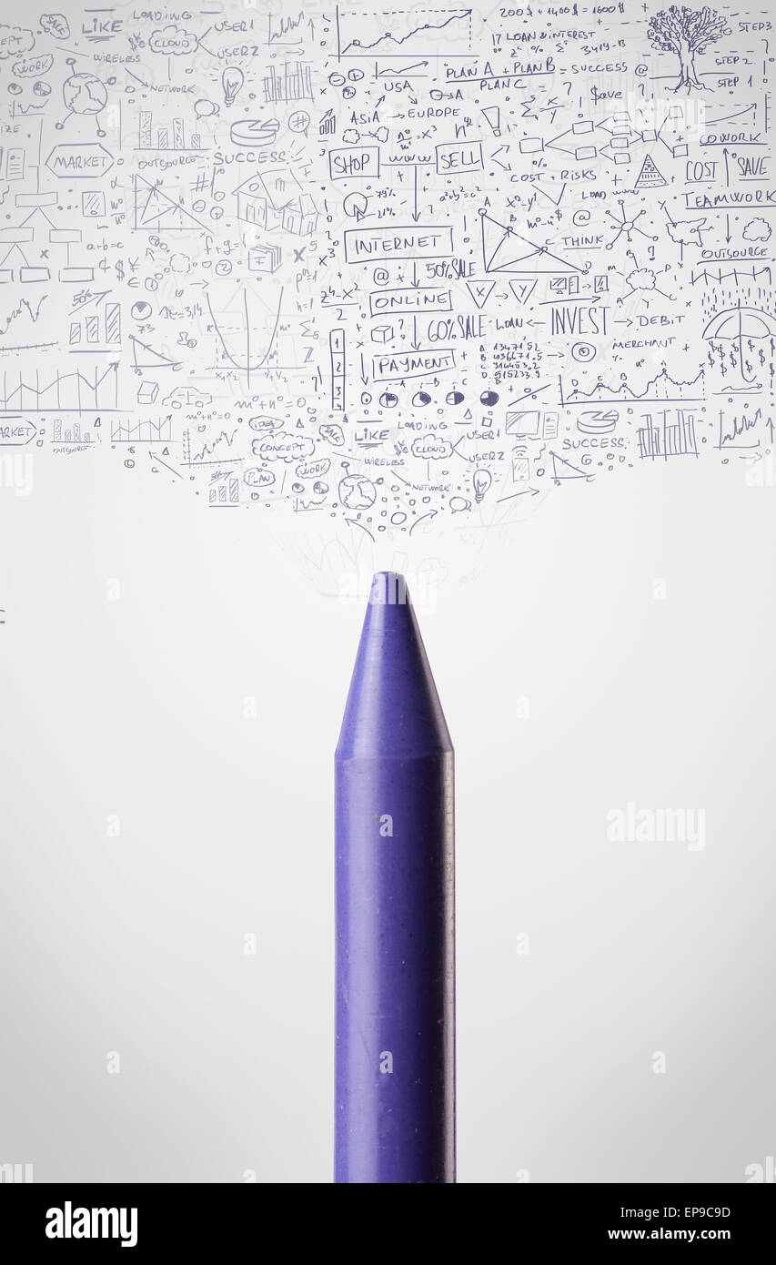 Crayon close-up with diagrams Stock Photo - Alamy