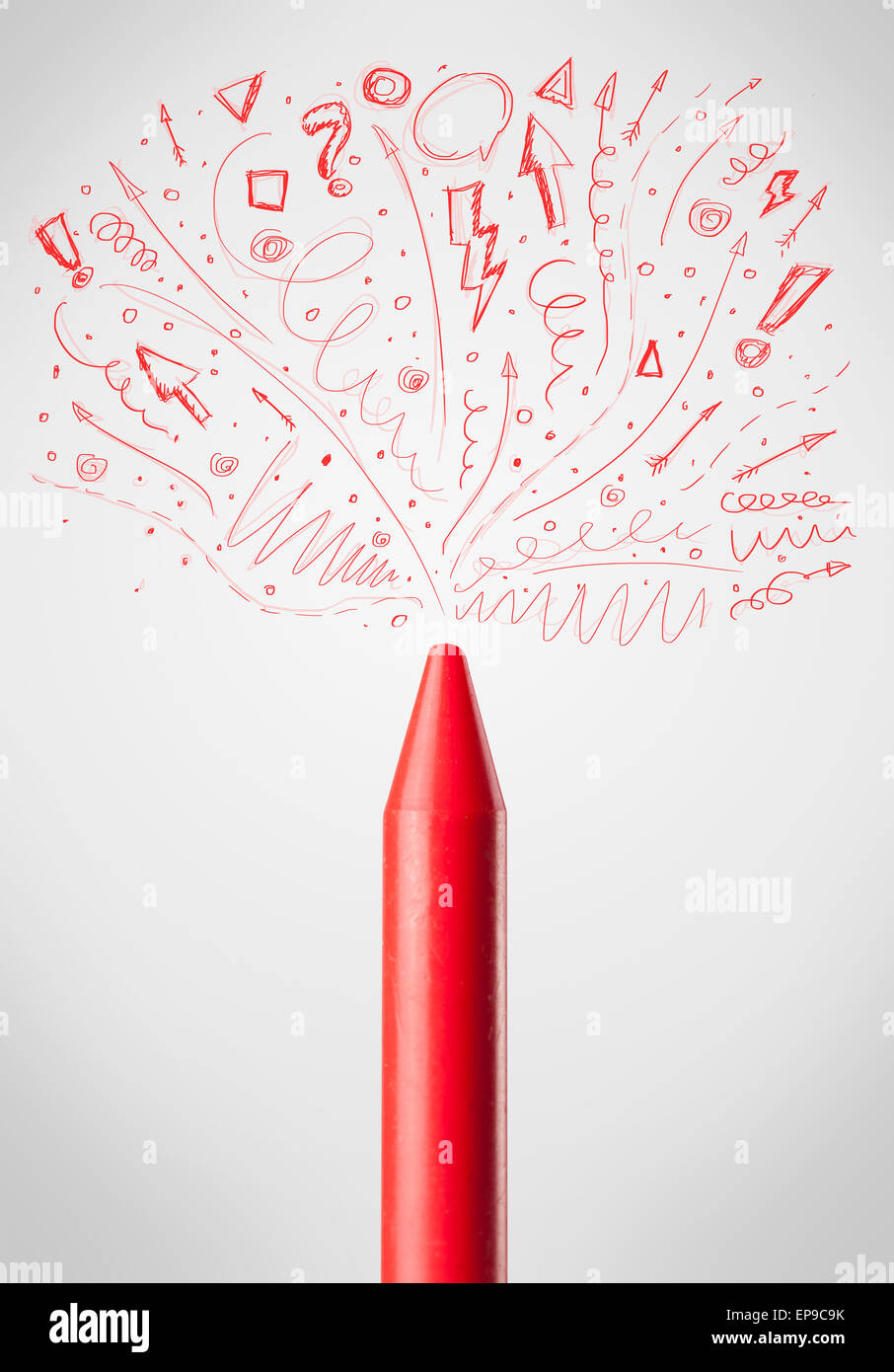 Crayon close-up with sketchy arrows Stock Photo - Alamy