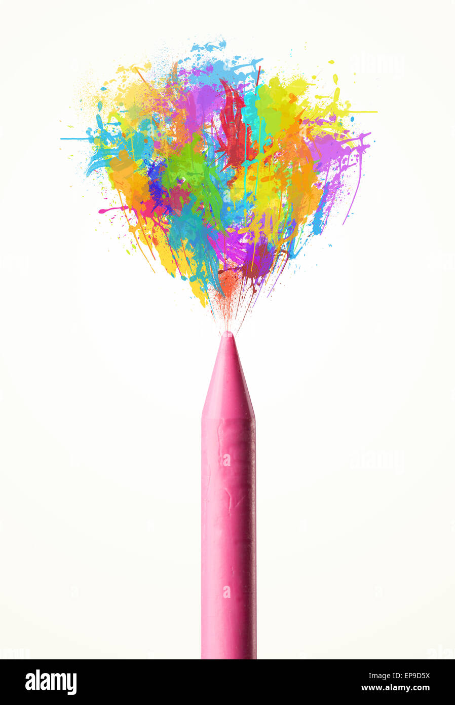Colored paint splashes coming out of crayon Stock Photo - Alamy