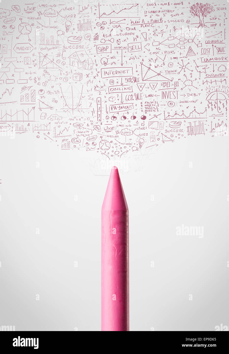 Crayon close-up with diagrams Stock Photo - Alamy