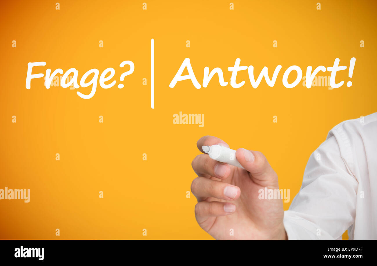 Hand writing questions and answers in german in white Stock Photo - Alamy
